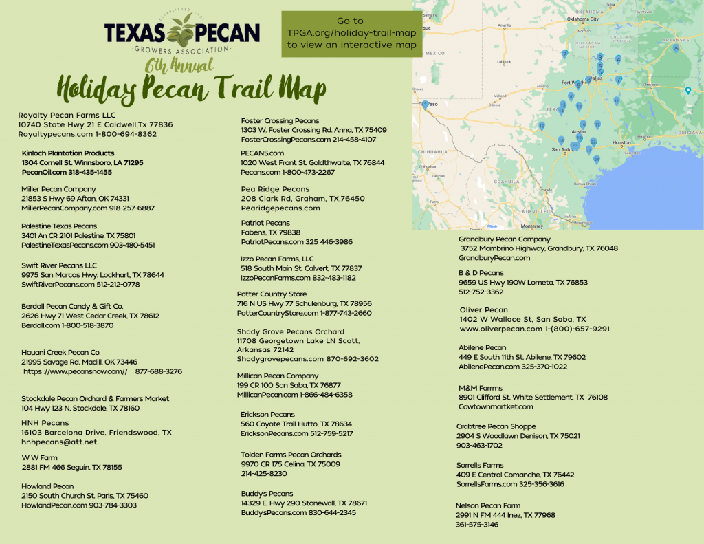 TPGA Releases the 2023 Holiday Pecan Trail Map - Pecan South ...